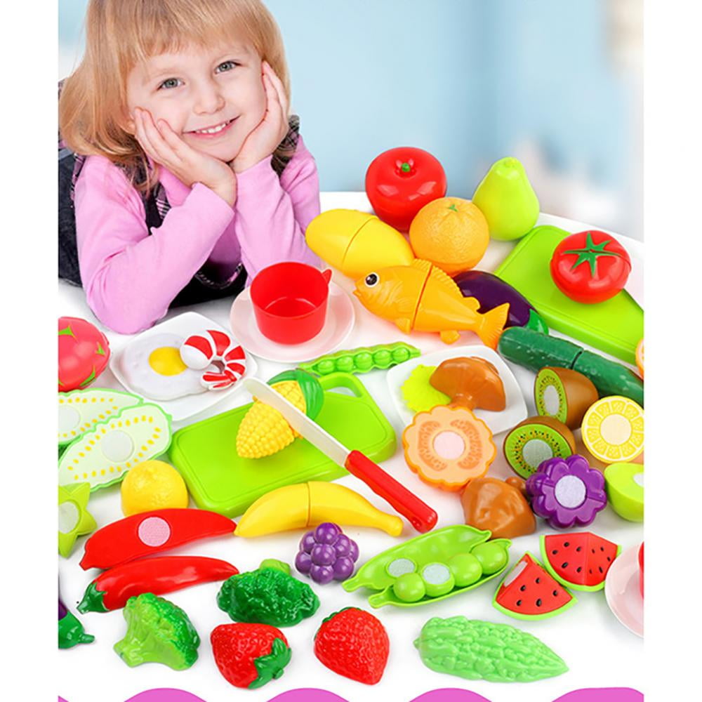 9PCS Cutting Play Food Toy for Kids Kitchen, Pretend Fruit &Vegetables ...