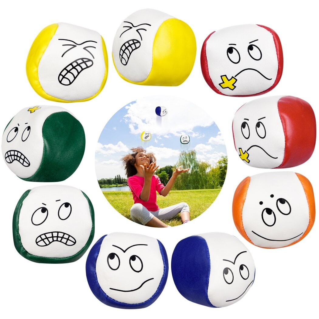 9PCS Emotion Juggling Balls, Funny Emotion Hackie Sack Balls for Kids ...