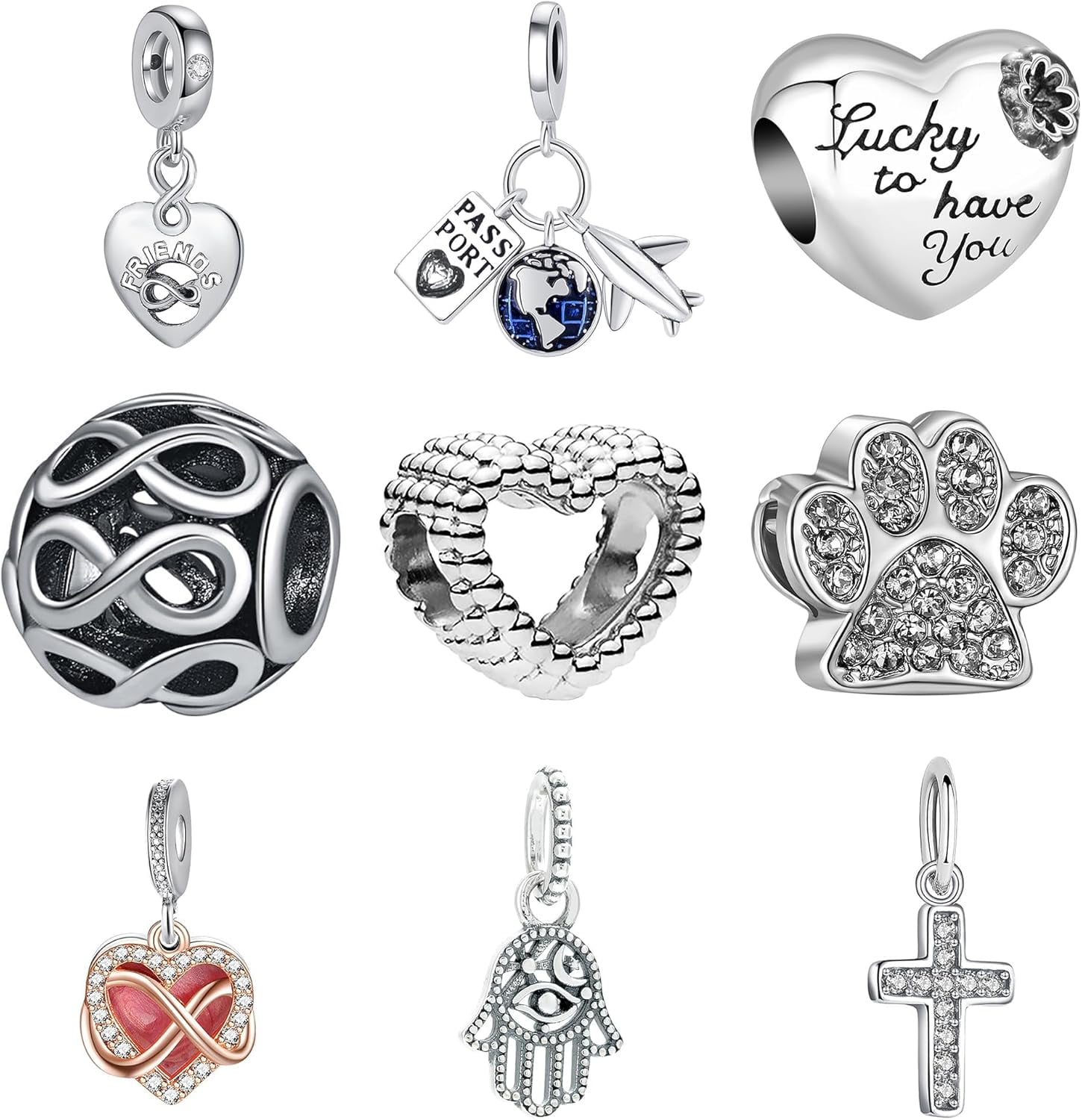 9PCS European Charms Beads Pendant For Bracelet, Charms DIY Bracelets ...