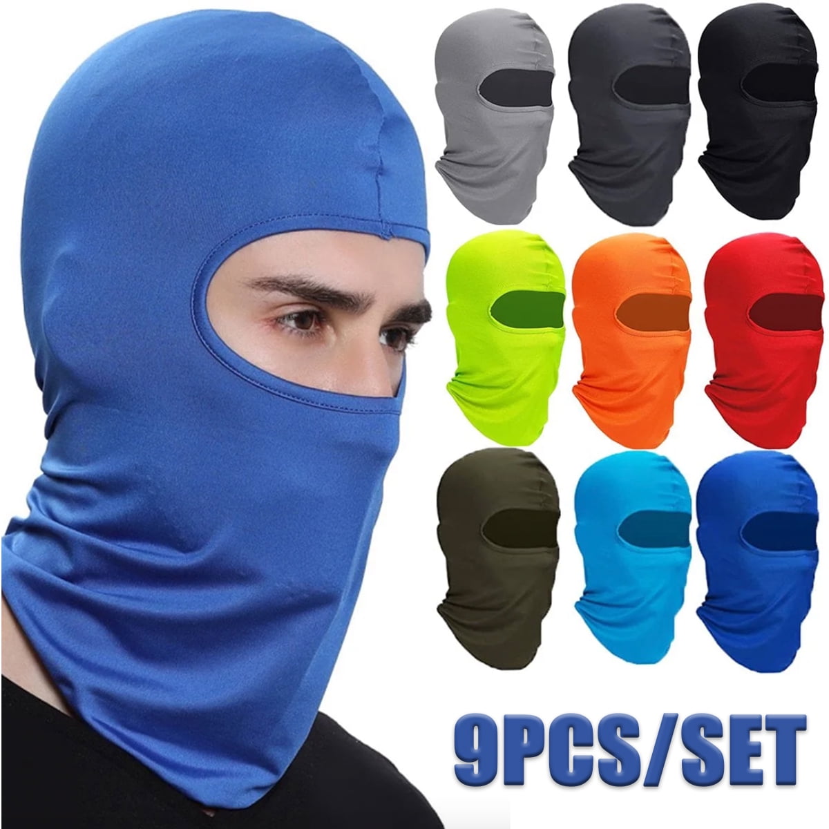 9PCS UV Protection Full Face Balaclava Ski Mask for Outdoor Sports ...