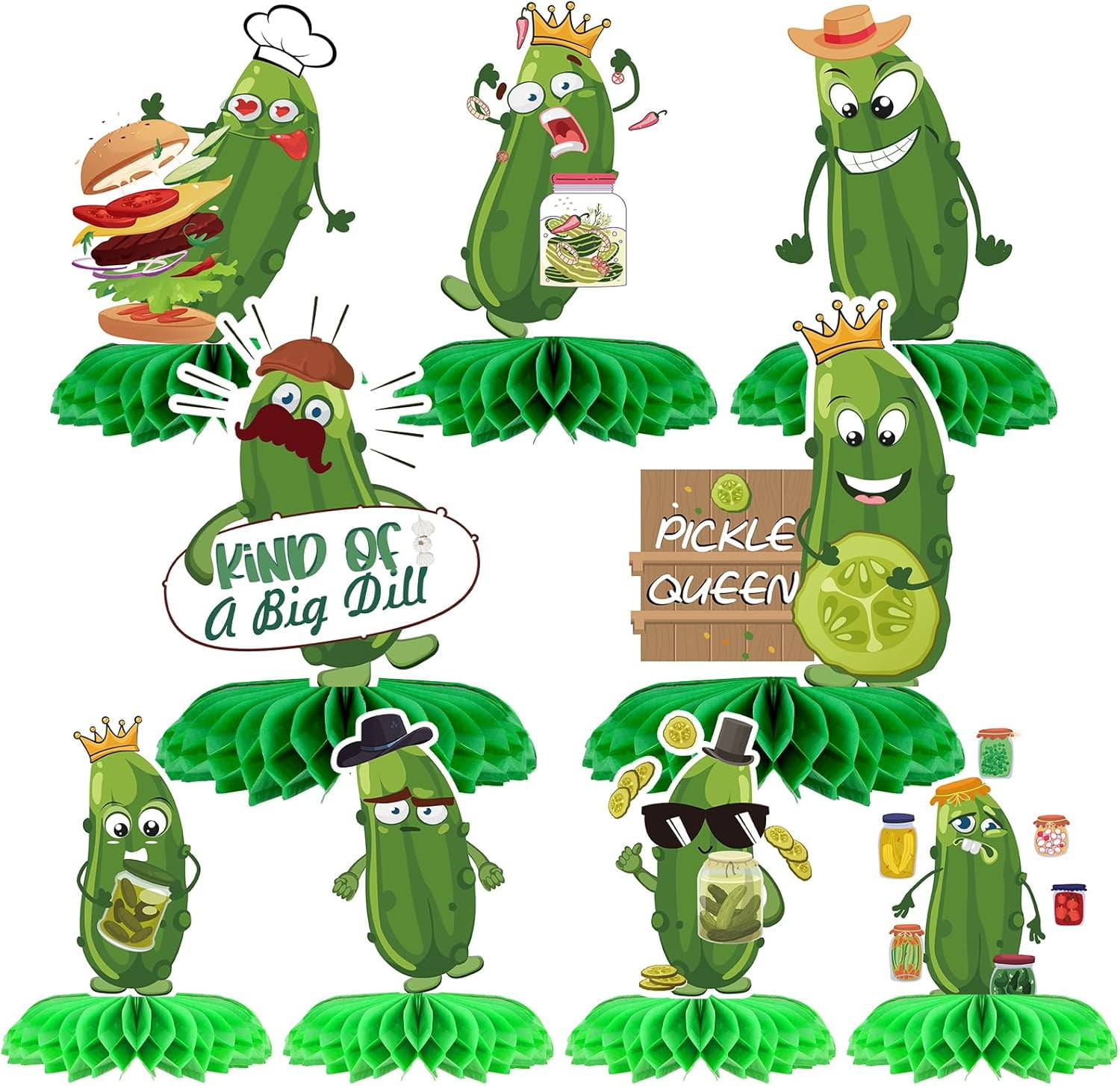 9PCS Funny Pickle Party Decorations - Honeycomb Centerpieces, Table ...