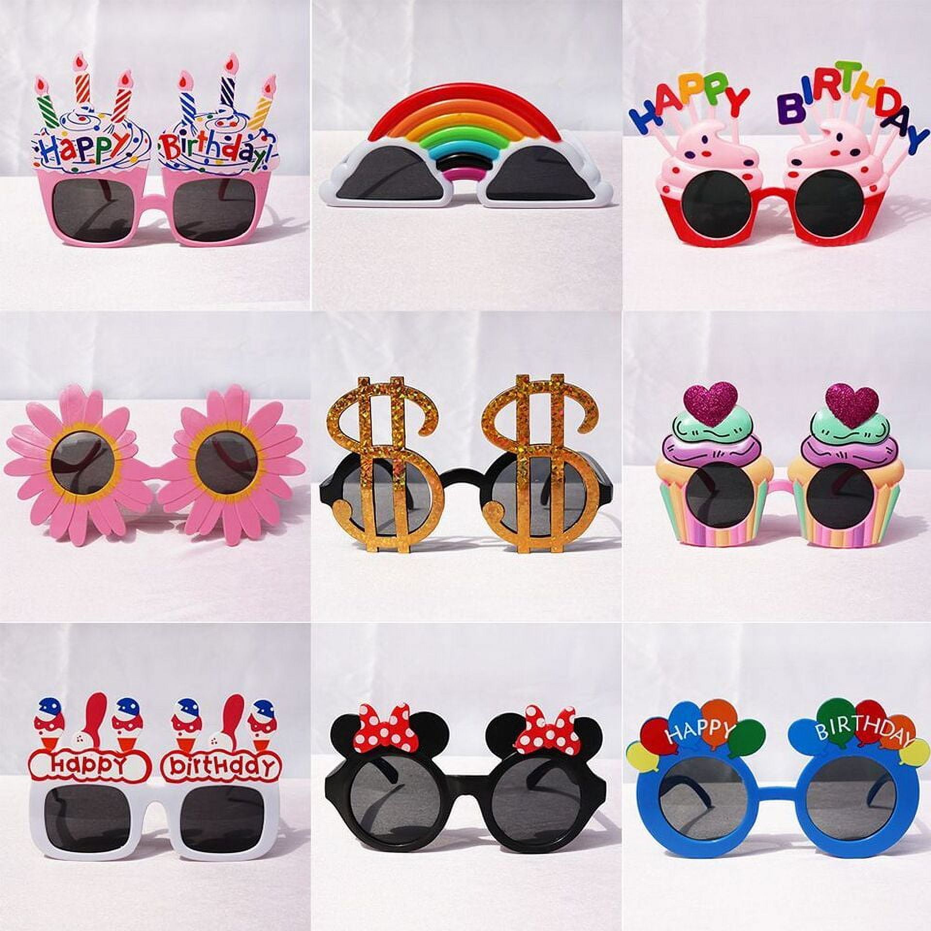 9PCS Happy Birthday Glasses Photo Booth Props Plastic Birthday Party ...