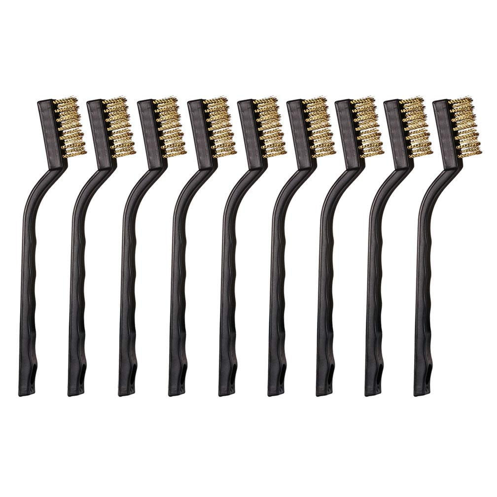 9PCS Mini Brass Brushes Set, Curved Handle Scratch Wire Toothbrush ...