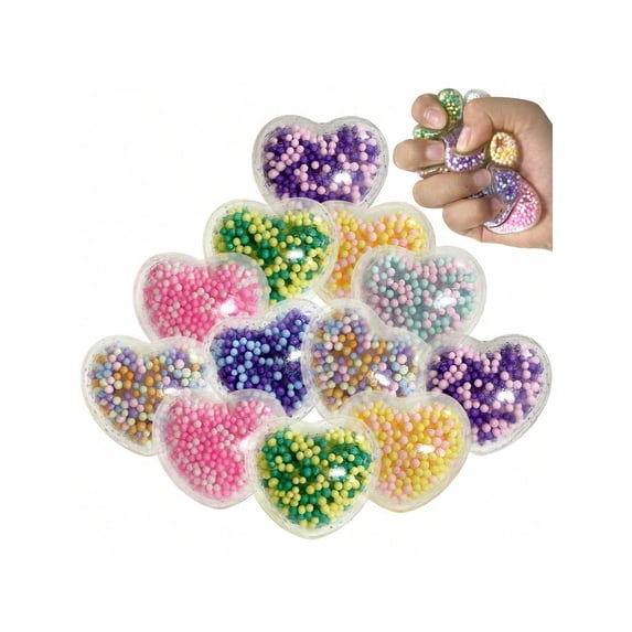 9PCS Mini Squish Heart Shape Balls Mini Mochi Squish Toys Fidget Stress ...