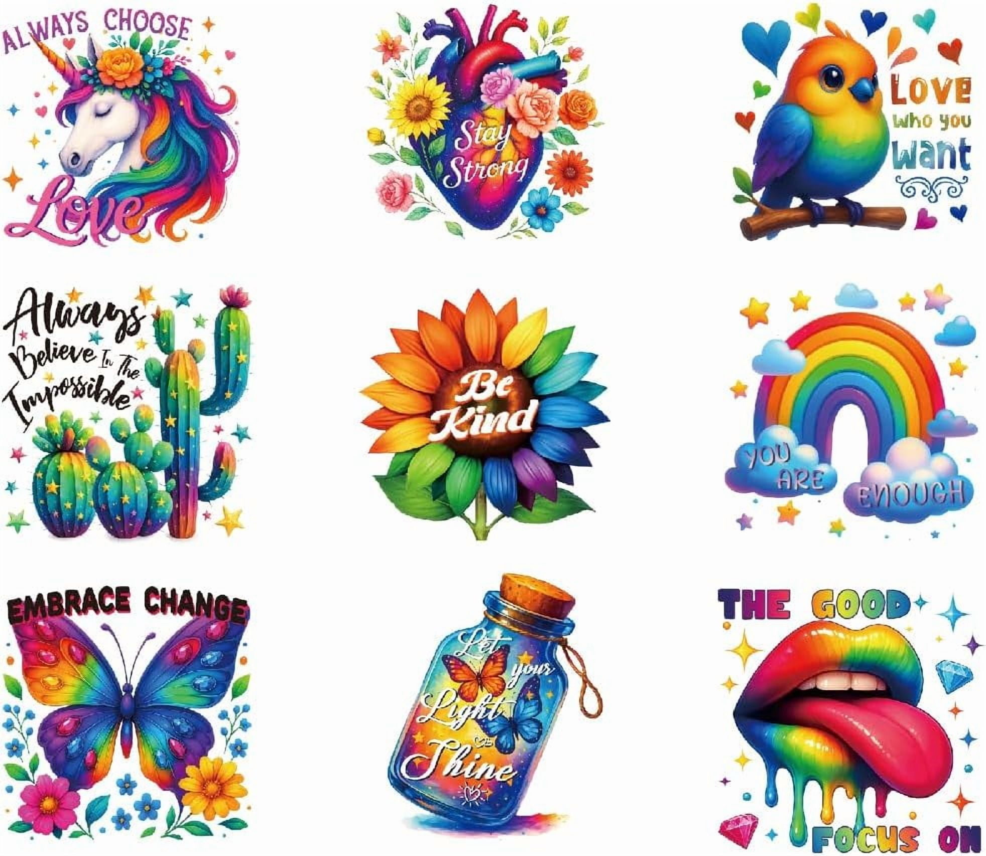 9PCS Motivational Quotes Iron On Transfer Patches Colorful Heat ...