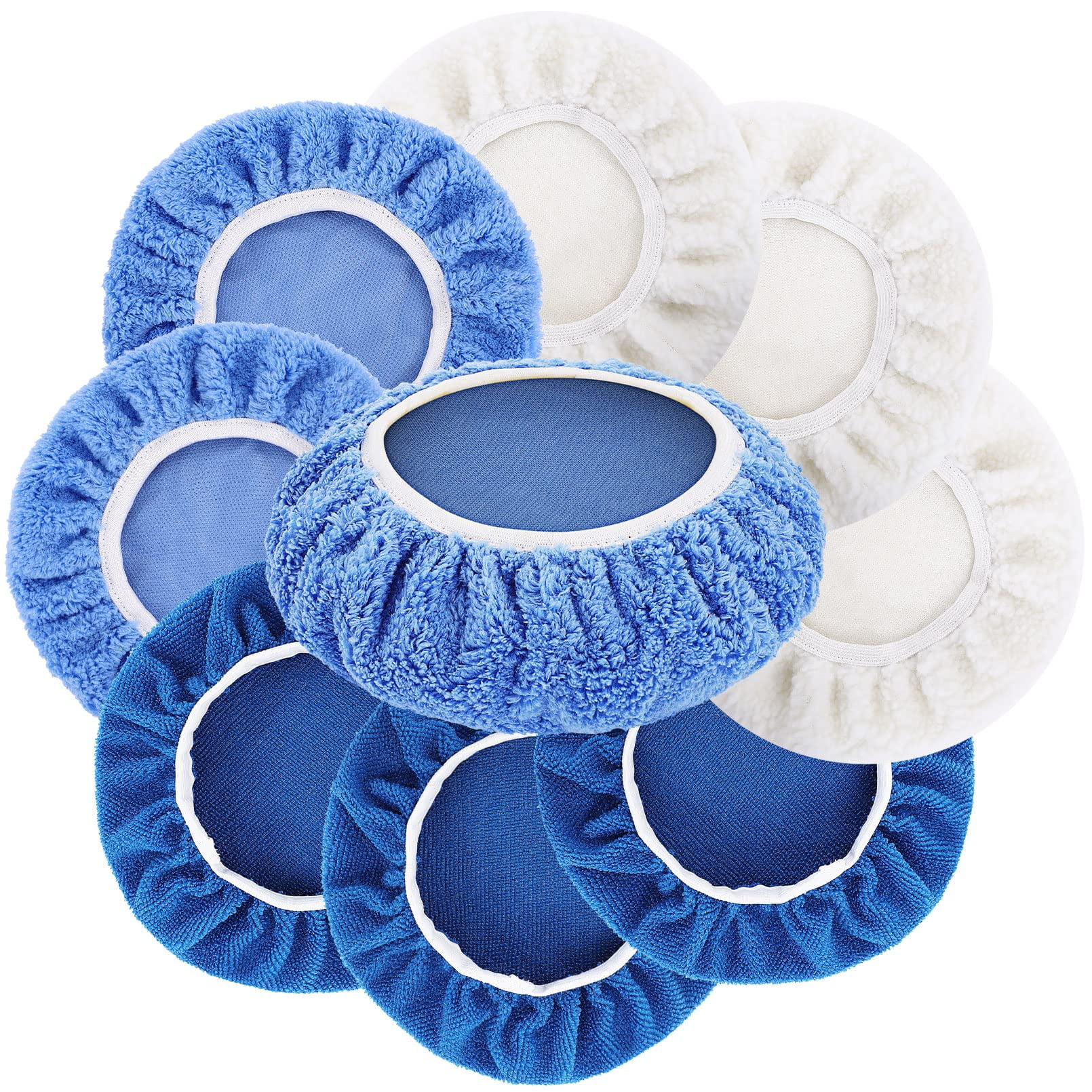 9PCS Polishing Bonnet Pads,9 to 10 Inch Polisher Bonnet Buffer Bonnets ...