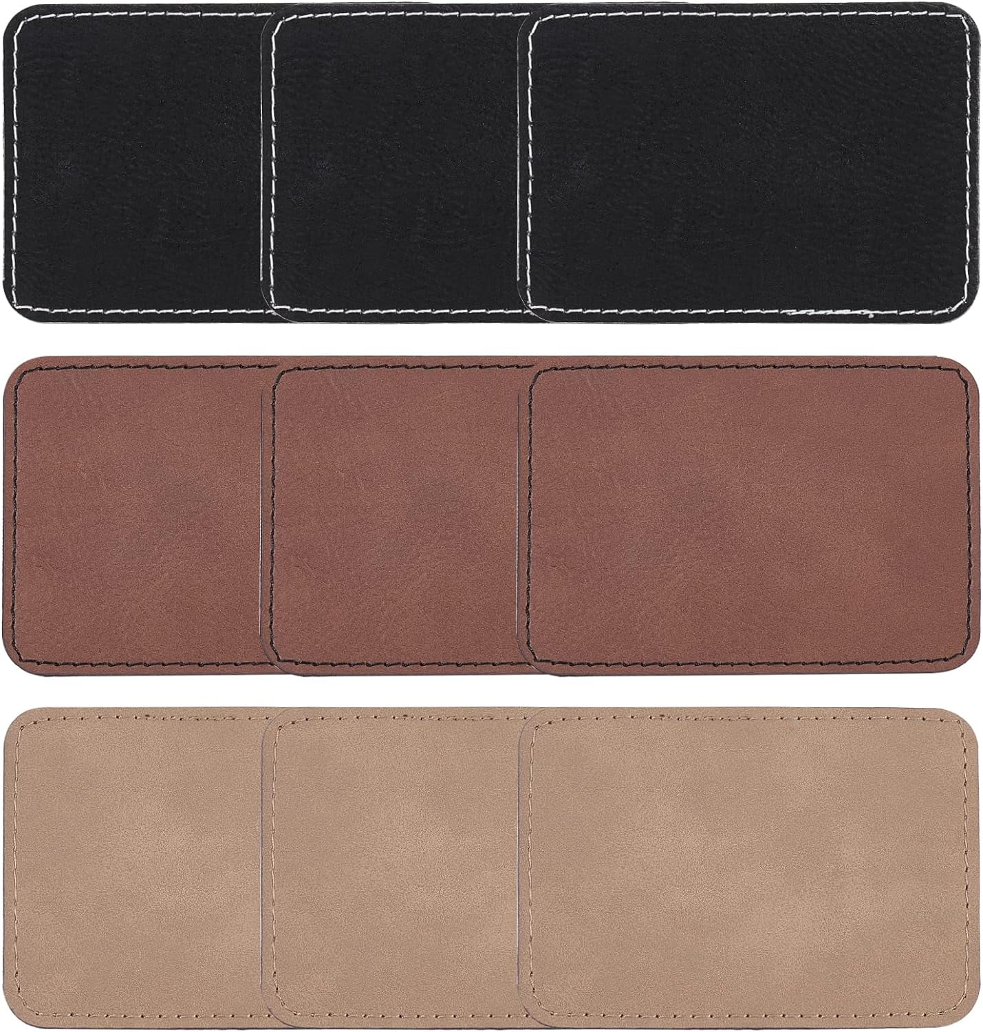 9PCS Rectangular Blank Hat Patches (Black Coconut Brown Coffee 3.5x2.5 inch) Sew on Leather ...