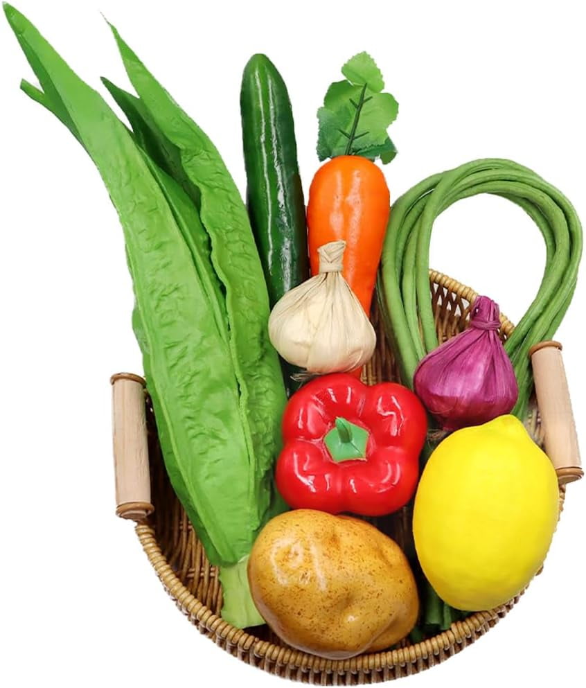 9PCS Simulation Artificial Vegetables Pepper Radish Potato Tomato ...