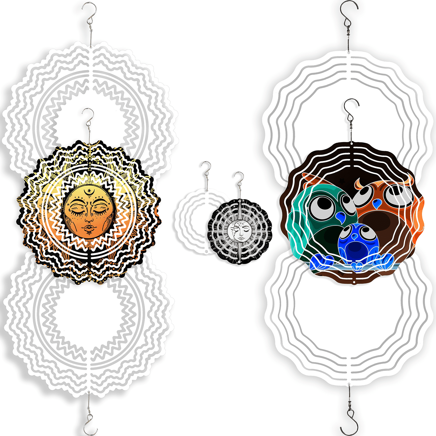ZELOYAUT 9PCS Sublimation Wind Spinner Blanks Set, 3D Aluminum Hanging ...