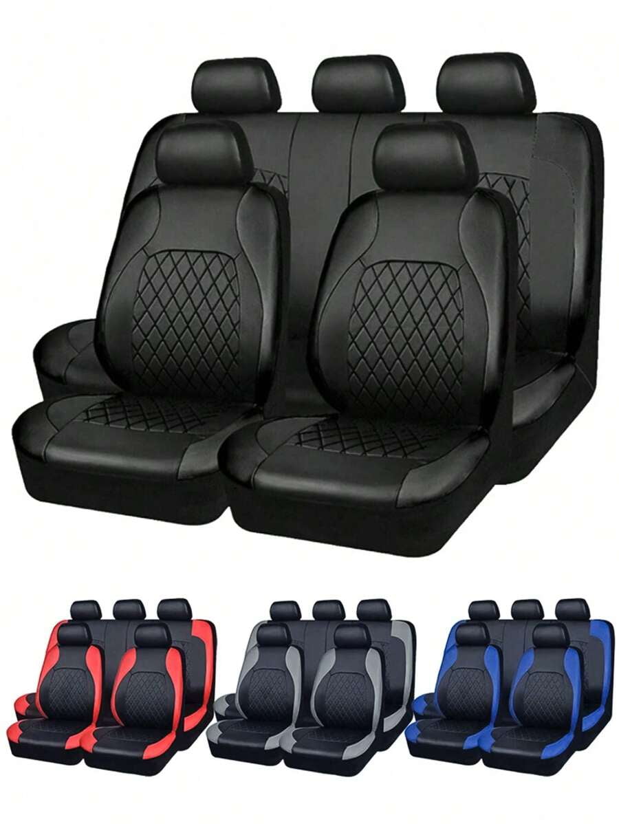 9PCS Universal Fit Diamond Leather Car Seat Covers - Bling Sparkle Full ...