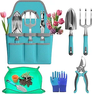 9PCS Upgrade Gardening Tool Set - Heavy Duty Stainless Steel Rust-Proof ...