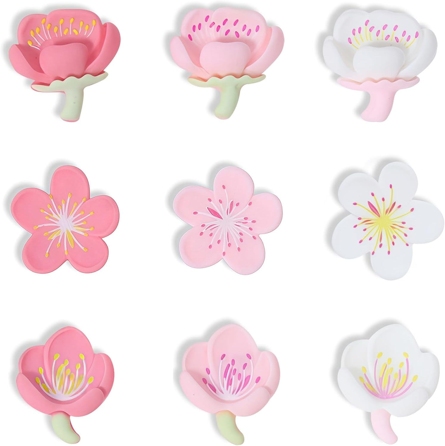 9PCS Whimsical Flower Refrigerator Magnets, Strong Heavy Duty Resin ...
