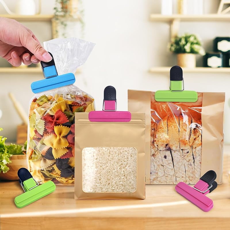 9Pack Large Chip Bag Clips - Assorted Sizes Food Bag Clips Plastic ...