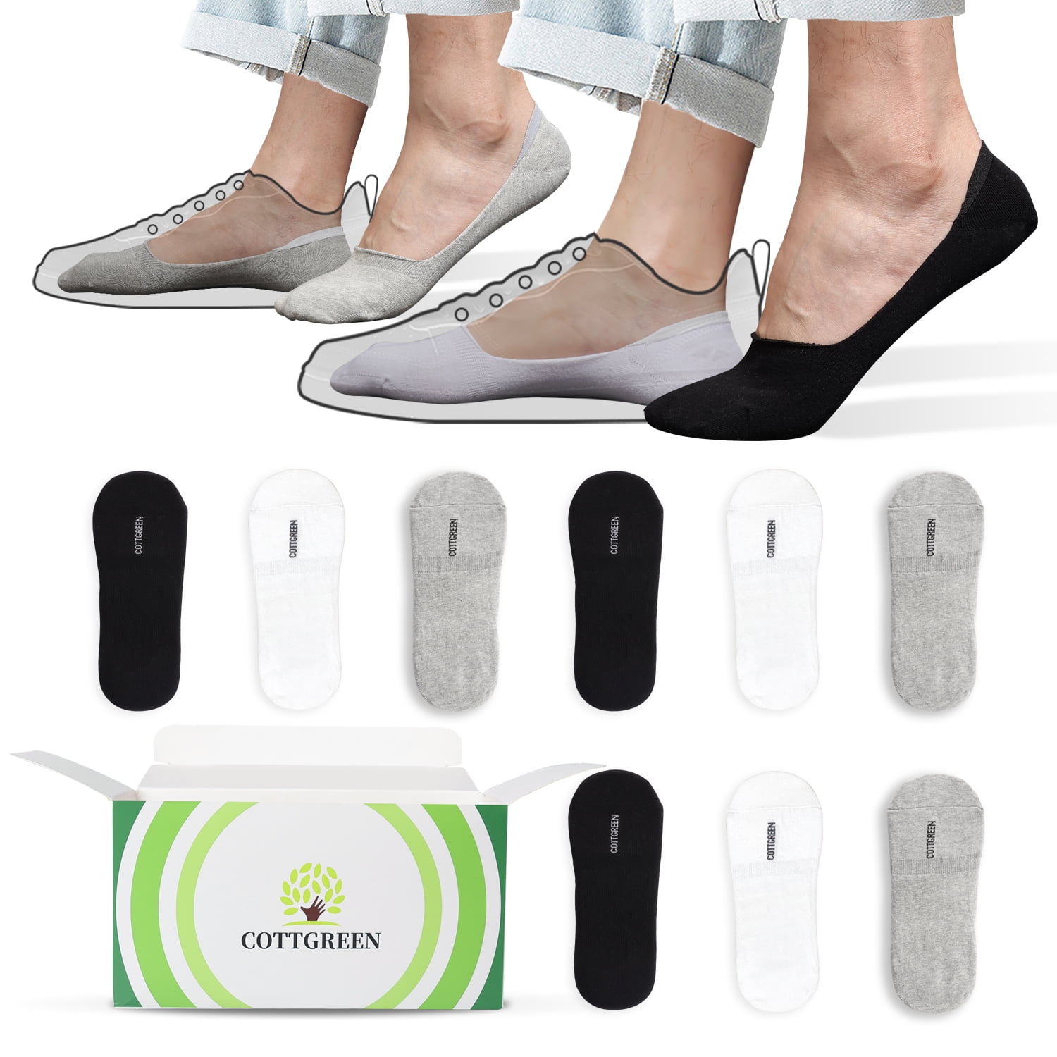 9Pack No Show Socks Men3Color - Walmart.com