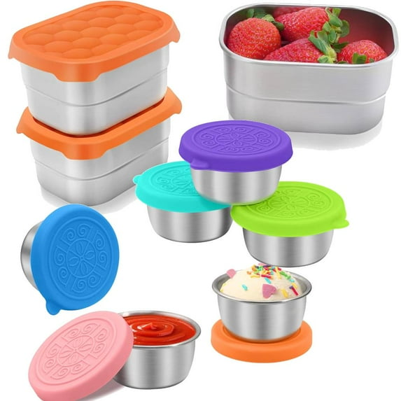 9Pack Stainless Steel Snack Containers with Lids – 3 Square Snack ...