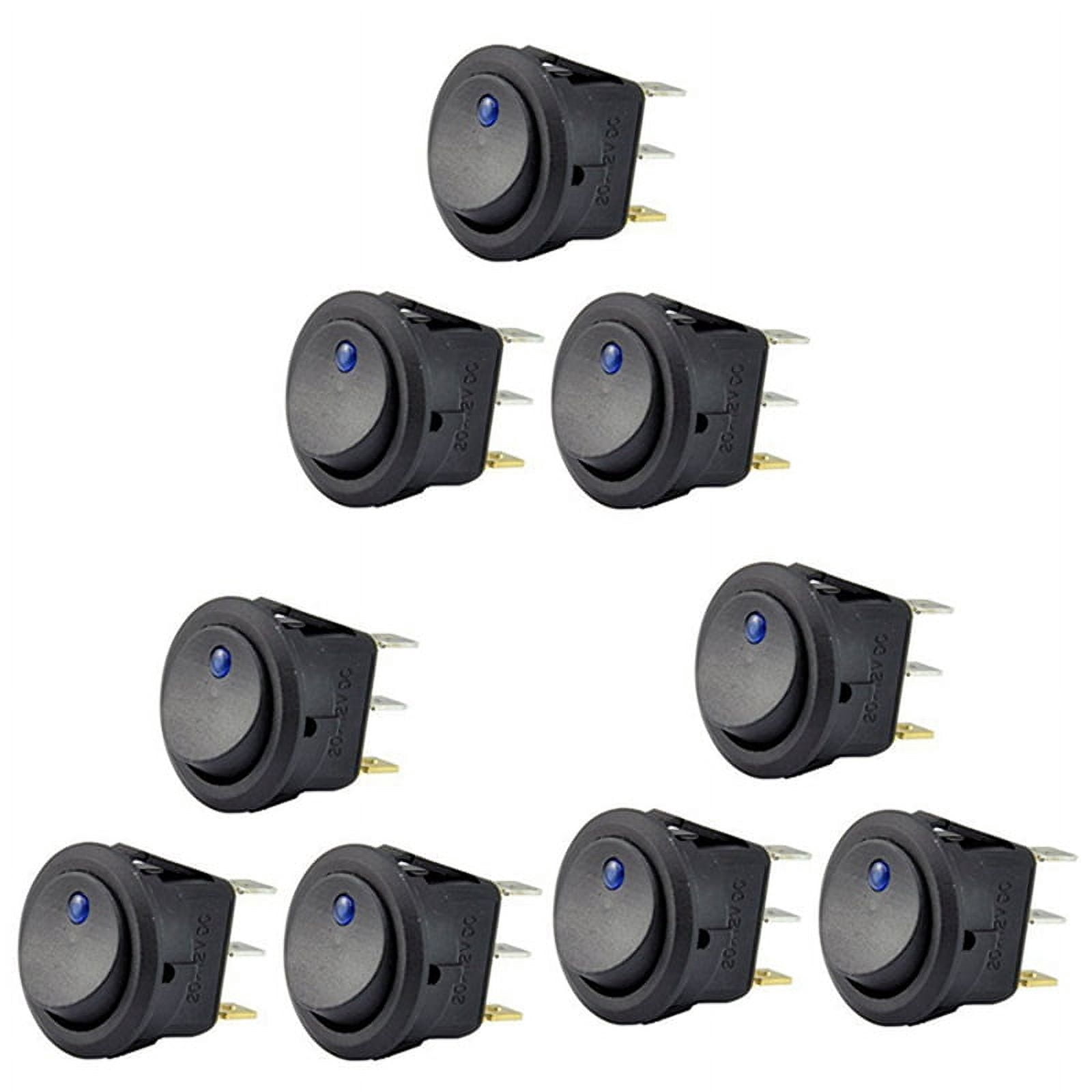 9Pc 12V 20A Rocker Toggle LED Switch Blue Light SPST On-Off Control,9 x ...