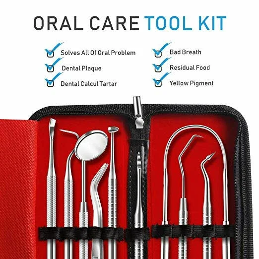 9Pc Set Dental Teeth Cleaning Kit Floss Plaque Remover Oral Care Tooth ...