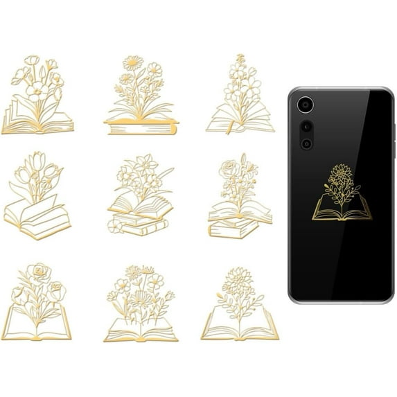 9Pcs 1.6x1.6 Inch Gold Metal Stickers Book Metal Sticker Self Adhesive ...