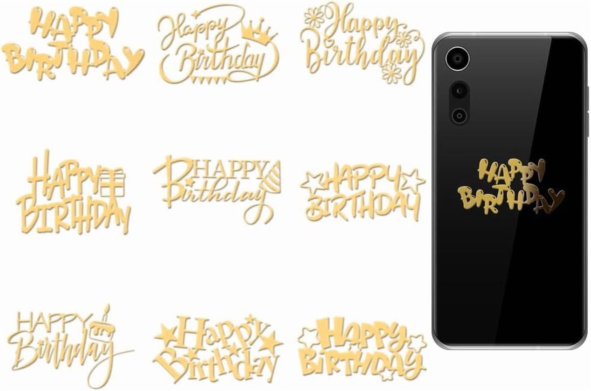 9Pcs 1.6x1.6 Inch Gold Metal Stickers Happy Birthday Metal Sticker Self ...