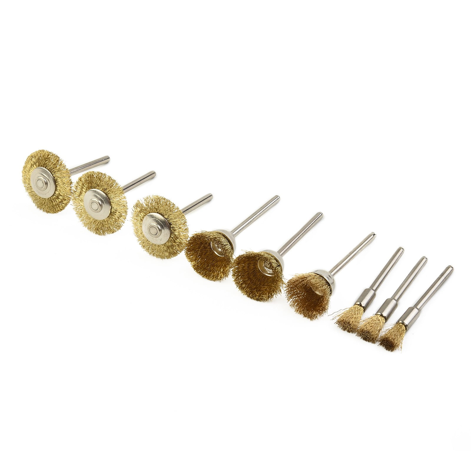 9Pcs 22Mm,18Mm,6Mm Steel Wire Brass Brush Rotary Tool Electric Dremel ...