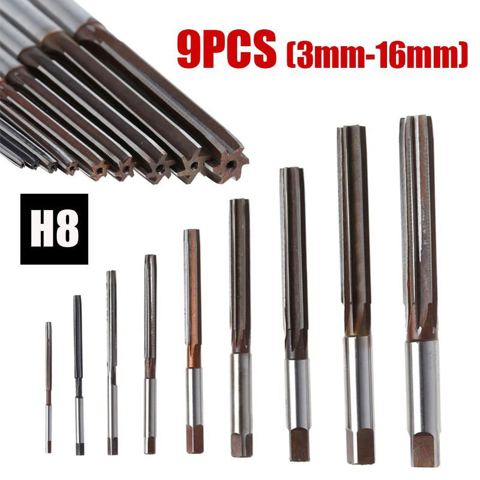 9Pcs 3-16mm H8 Chucking Straight Shank 9Crsi Machine Hand Reamers ...