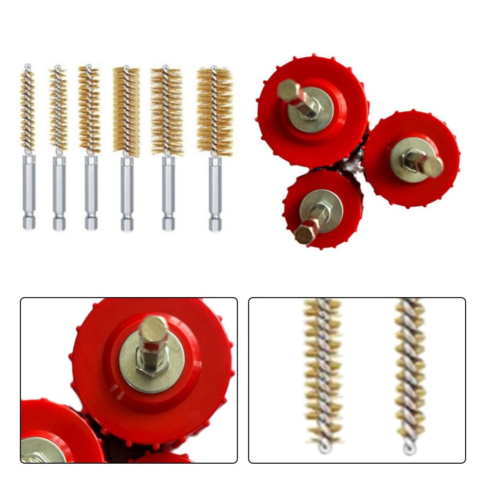 9Pcs 3/4-In Copper Pipe Cleaner Set For Power Drill 1/4” Tube Cleaning ...