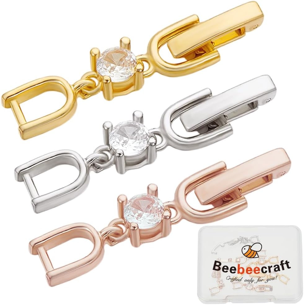 9Pcs 3 Colors Bracelet Extender Clasp 18K Gold Plated Cubic Zirconia ...