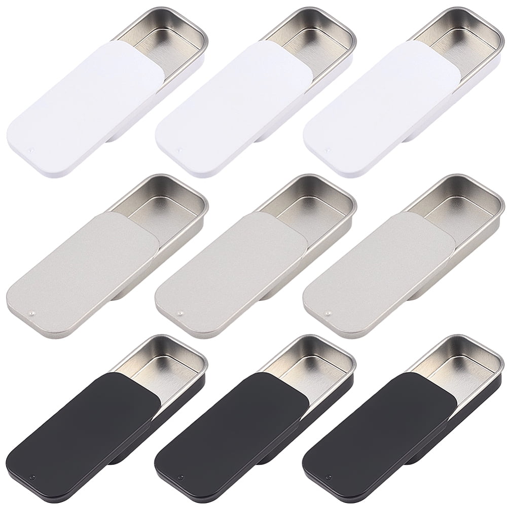 9Pcs 3 Colors Slide Top Tinplate Trinket Storage Boxes Rectangle Mixed ...