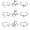 9Pcs 3 Styles Star Ring Set Alloy Open Cuff Ring 16-17.4mm Platinum ...