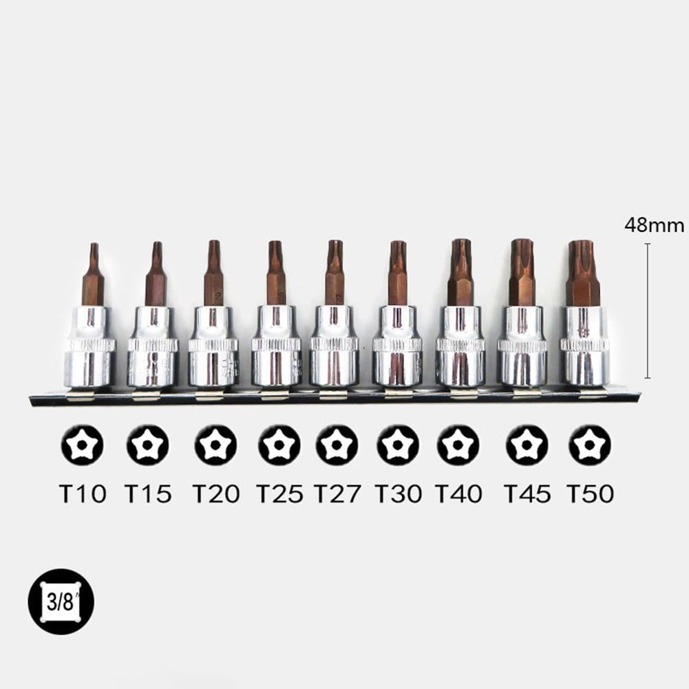 9Pcs 5 Point Star for Torx Screwdriver Bit 3/8 Inch Drive Socket Sleeve ...