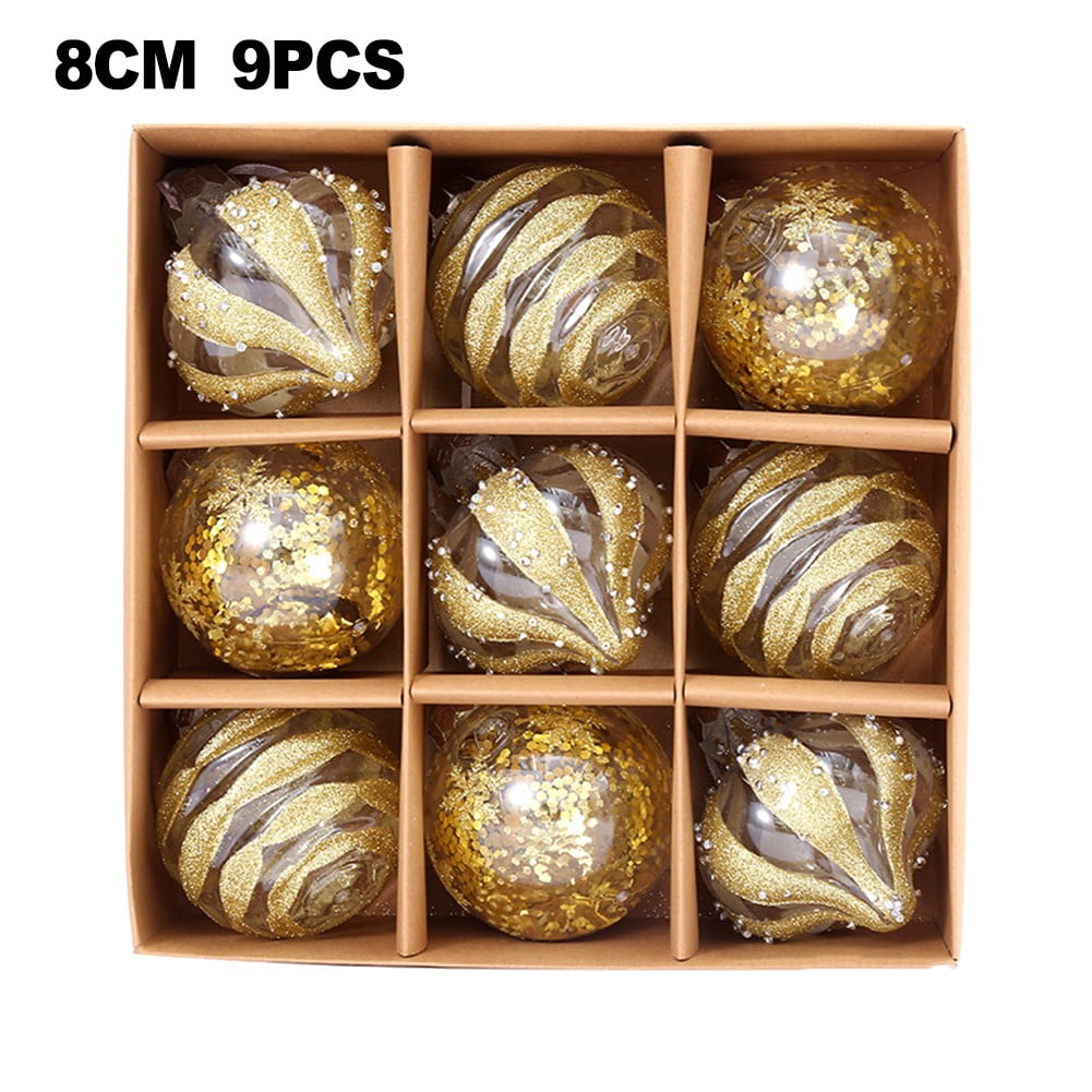 9Pcs 8Cm Christmas Xmas Tree Ball Bauble Hanging Home Party Ornament ...