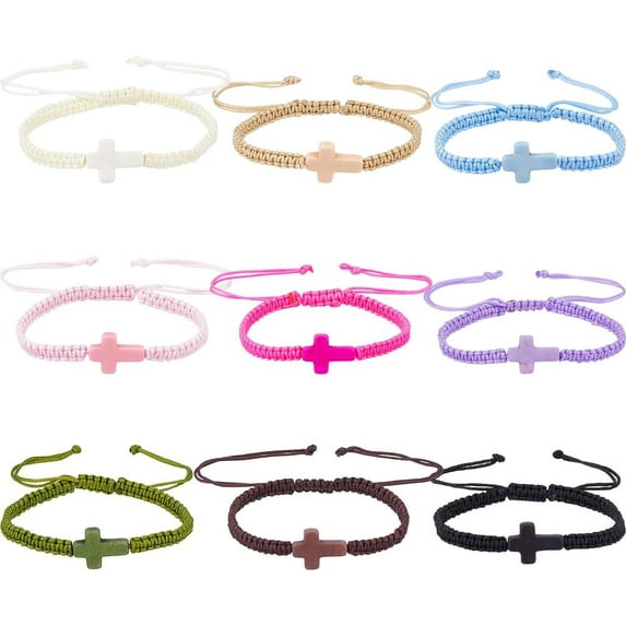 9Pcs 9 Colors Christian Braid Rope Bracelet Adjustable Lucky Bracelets ...