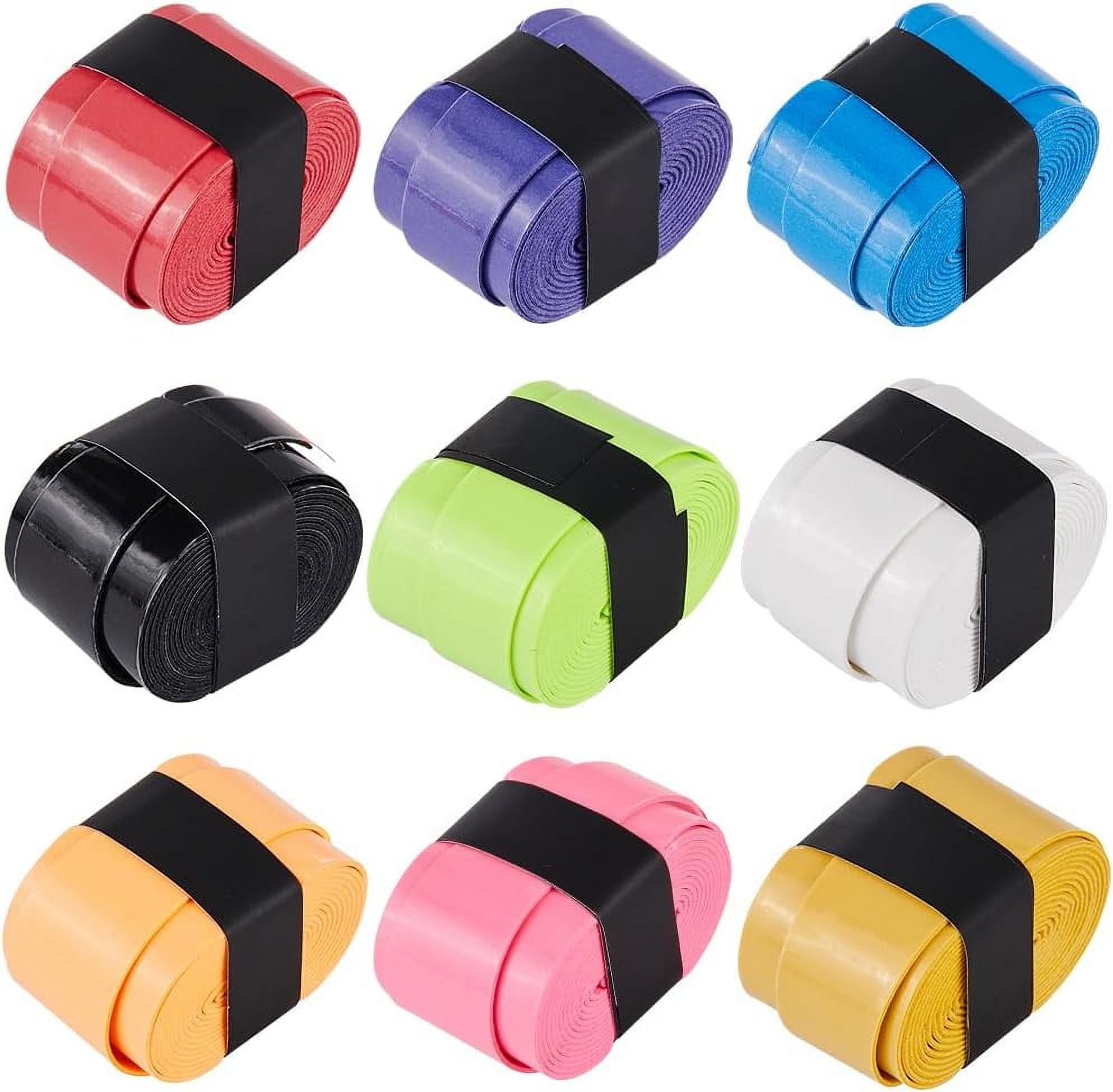 9Pcs 9 Colors PU Leather Anti-slip Tennis Racquet Overgrip Flat Mixed ...