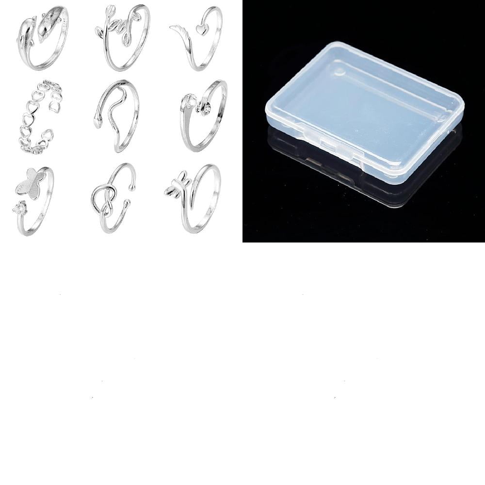 9Pcs 9 Styles Brass Finger Rings for Women Mixed Shapes Platinum 16 ...