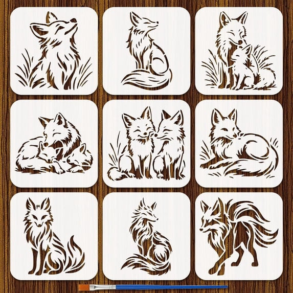 9Pcs 9 Styles PET Hollow Out Drawing Painting Stencils for DIY ...