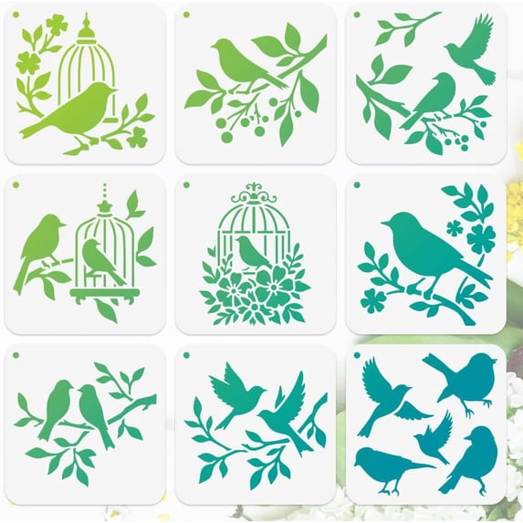 9Pcs 9 Styles PET Hollow Out Drawing Painting Stencils for DIY ...
