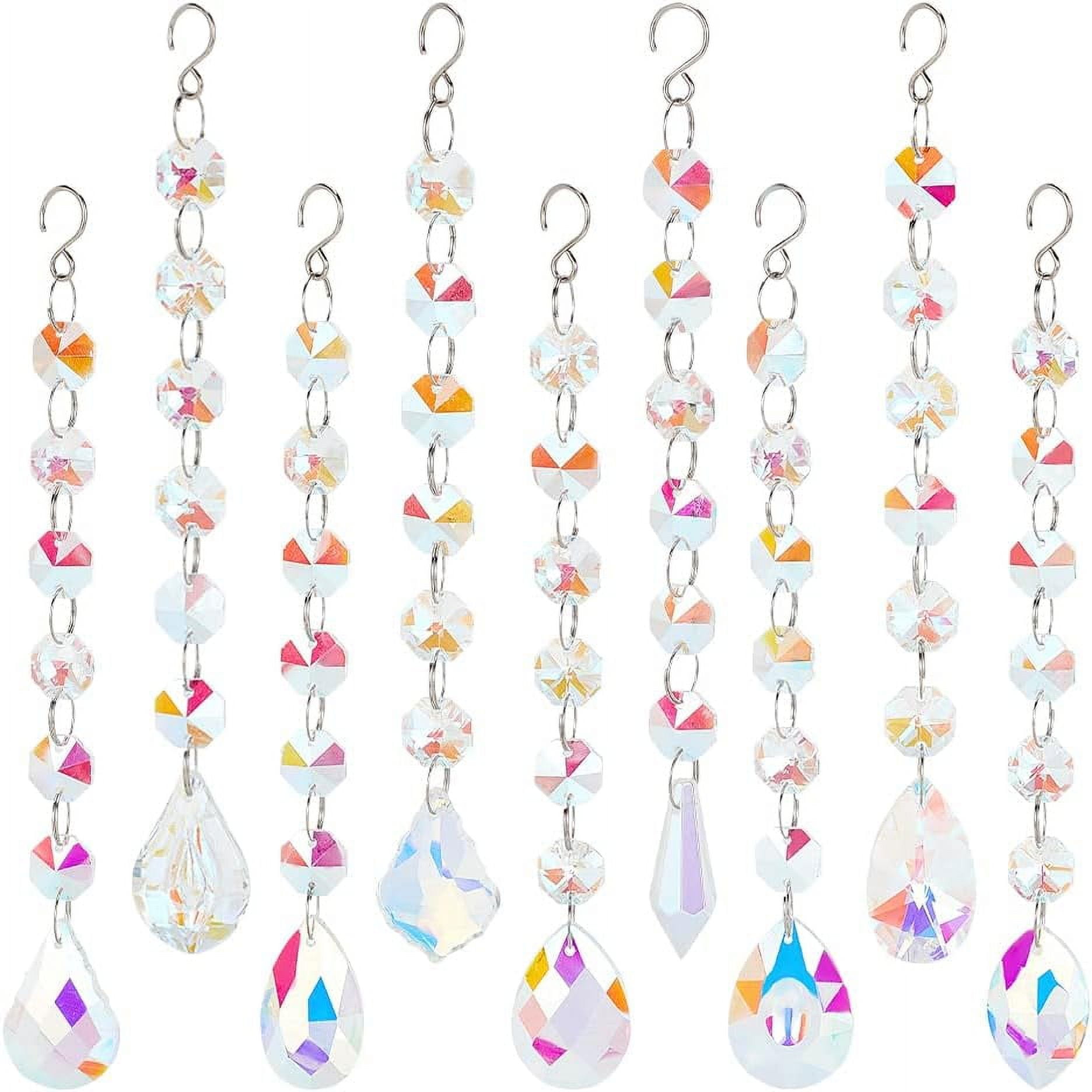 9Pcs AB Color Faceted Glass Suncatchers Multiple Shapes Rainbow Maker ...