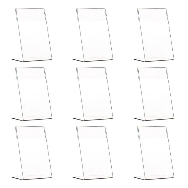 9Pcs Acrylic Display Stand L-shape Slanted Sign Holders Desktop Paper ...