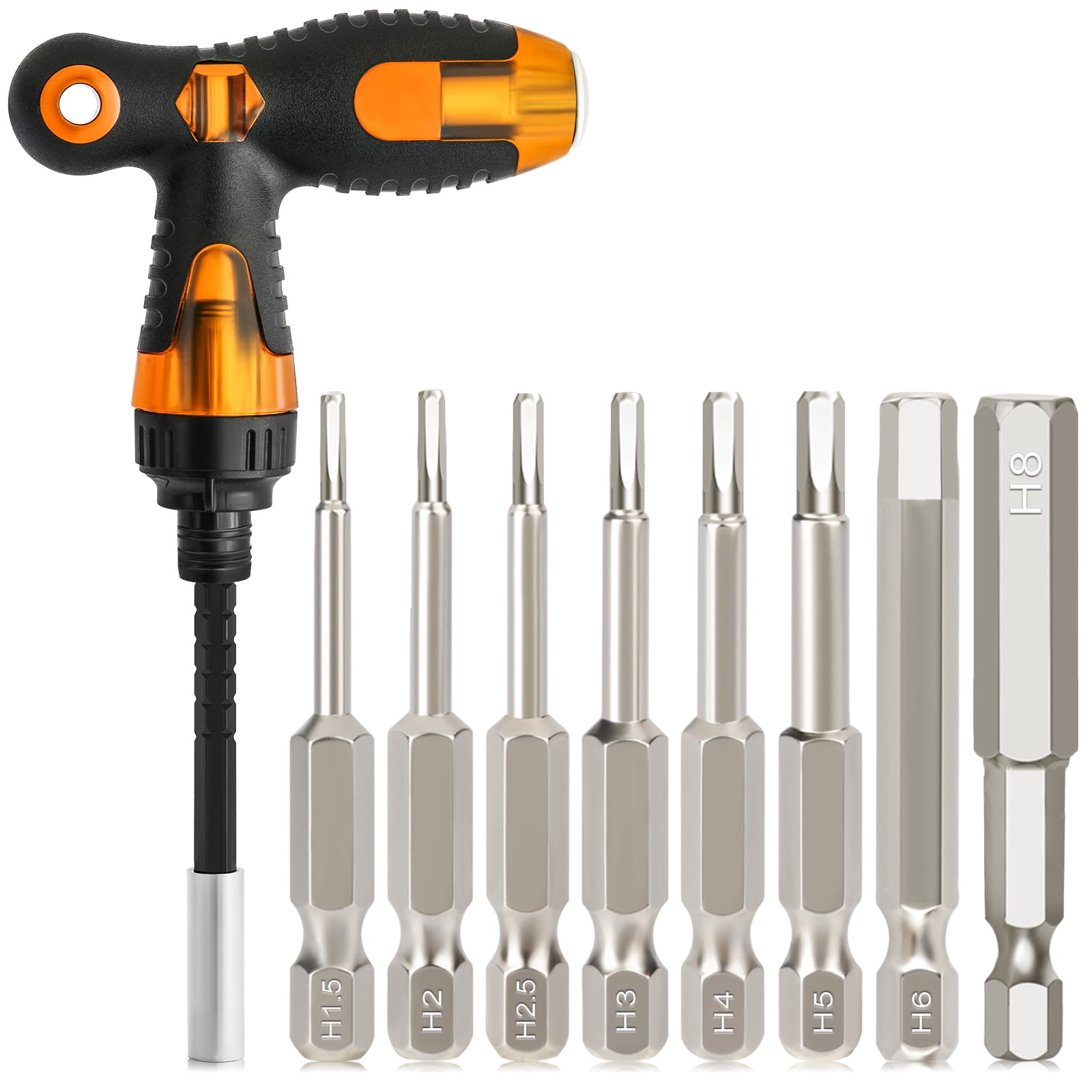 9Pcs Allen Key Bit & Ratchet Screwdriver Set, Impact Hex Head Allen ...