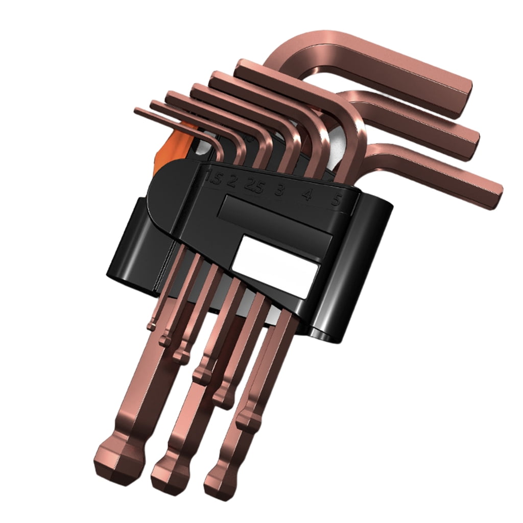 9Pcs Allen Key Wrench Lengthen Arm Ball Flat Hexagon Key Set Wrench L ...