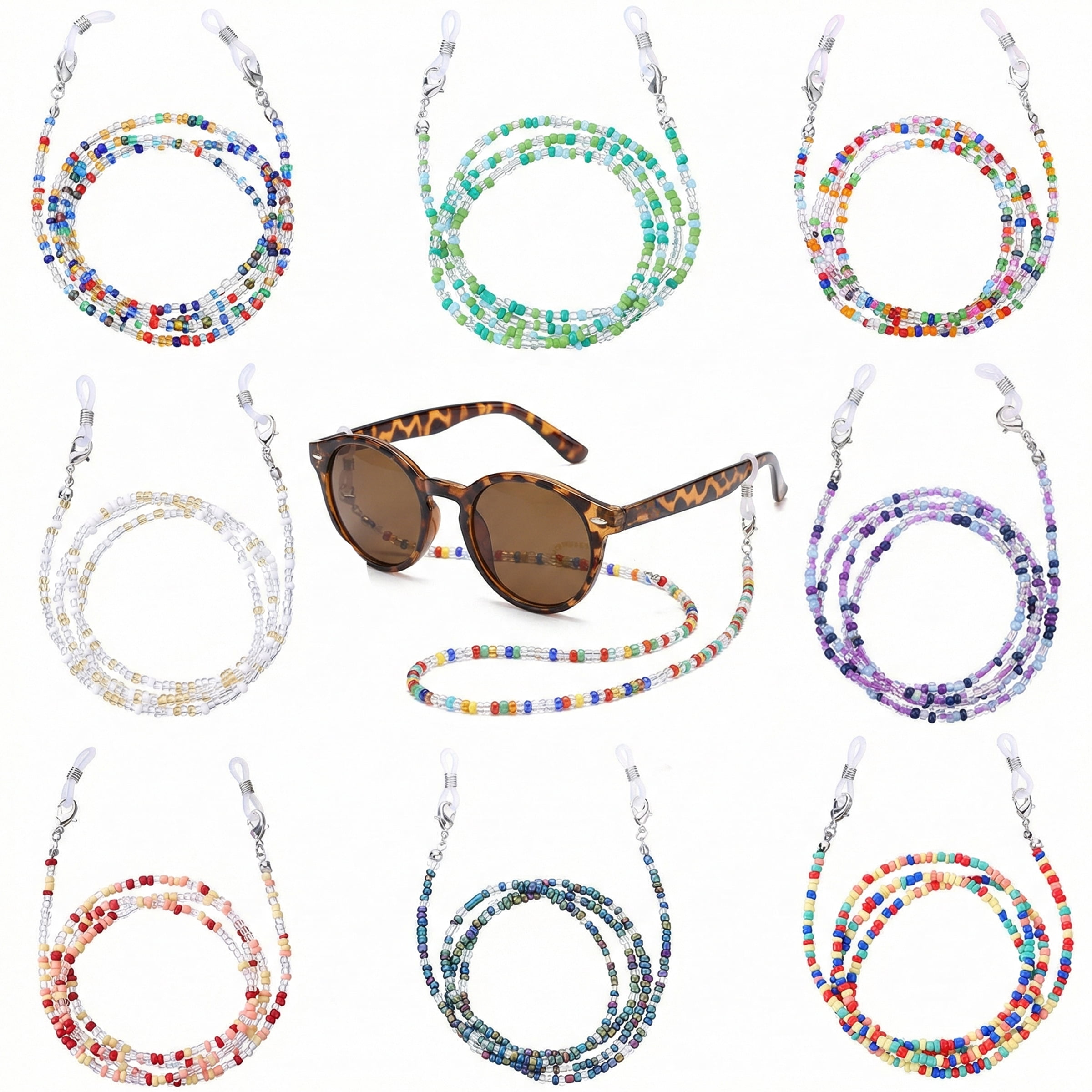 9Pcs Beaded Eyeglass Chains for Women Sunglass Holder Strap Around Neck ...