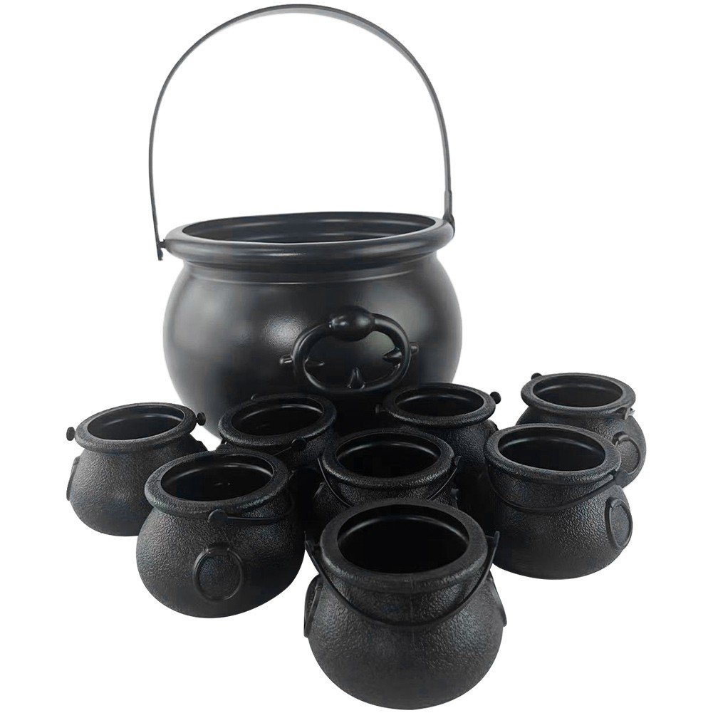 9Pcs Black Candy Cauldron Plastic Witch Candy Bucket Jar Trick or Treat ...