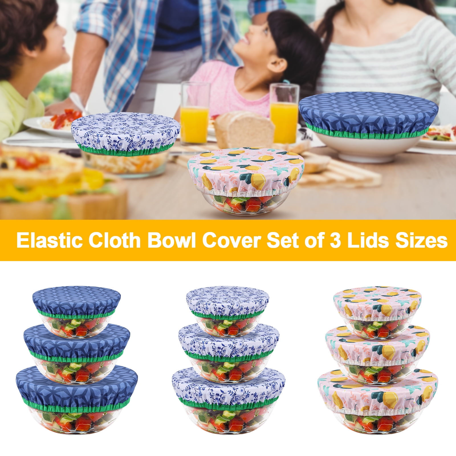 9Pcs Bowl Covers Cotton Cloth Dish Covers Elastic Food Storage ...