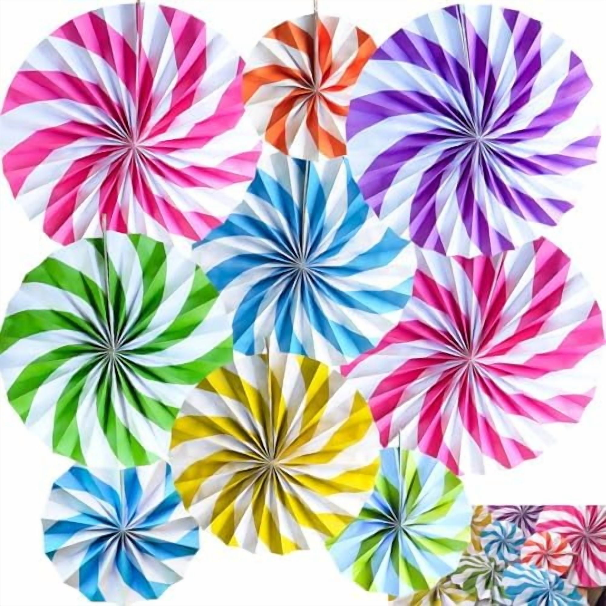 9Pcs Candyland Party Decorations Candy Paper Fans Hanging Background ...