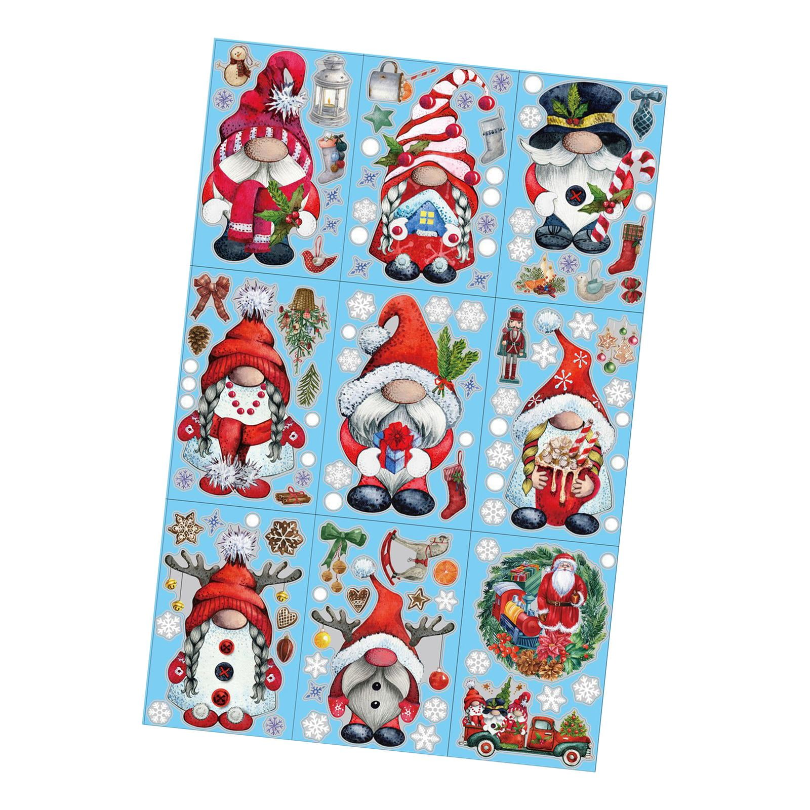 9Pcs Christmas Window Clings Xmas Decal Glass Window Gifts Showcase ...