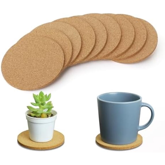 9Pcs Cork Coasters, Cork Coaster for Drinks, 3.9 inch Coasters Set for ...