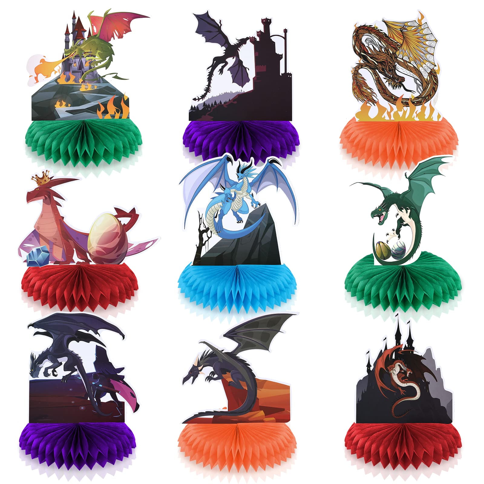 9Pcs Dragon Party Decorations Dragon Table Honeycomb Centerpieces Table ...