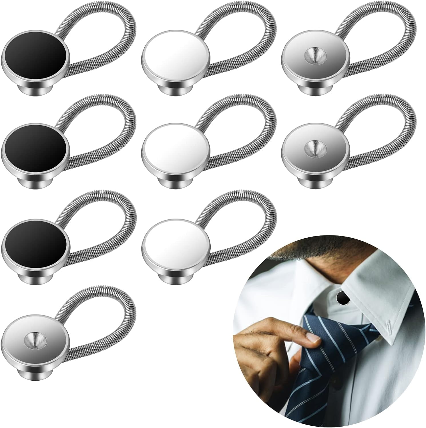 9Pcs Elastic Collar Extenders for Shirts, Flexible Button Extender for ...