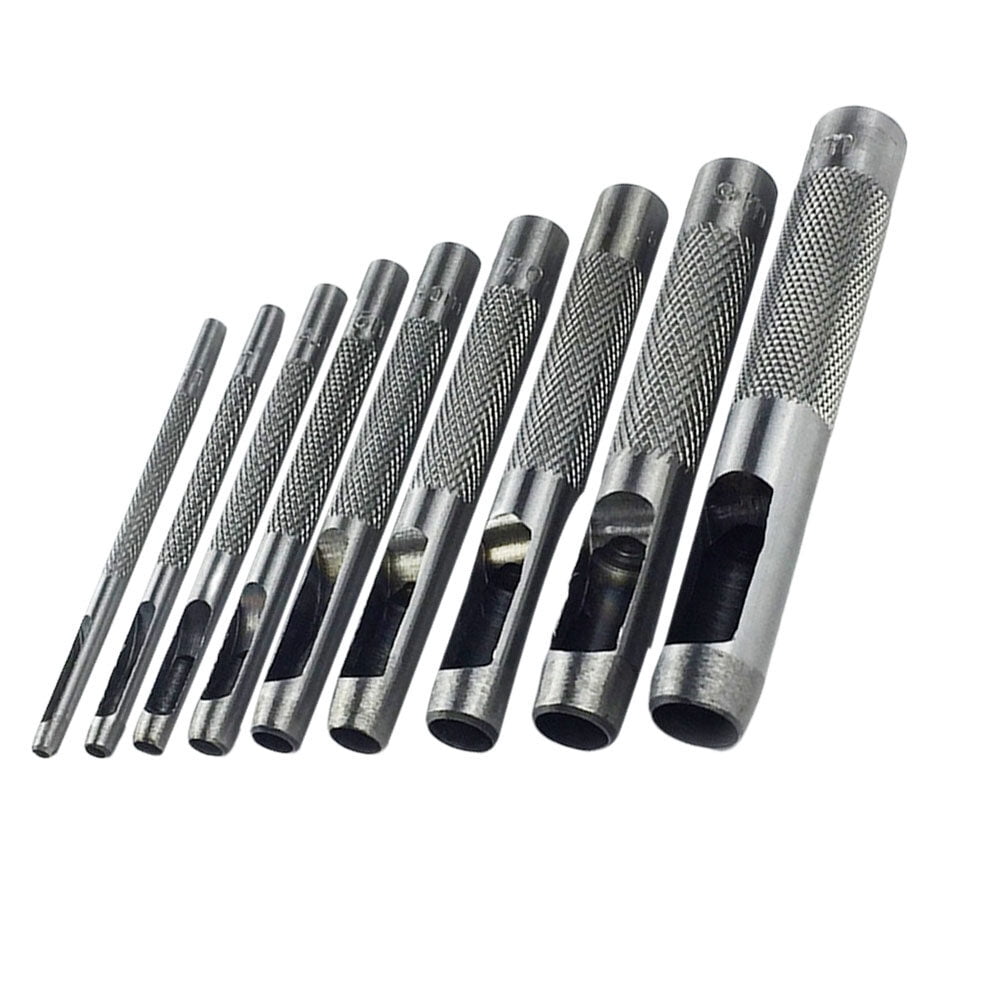 9Pcs Electroplating Belt Punch Leather Hole Punch Chisel Leather Belt ...