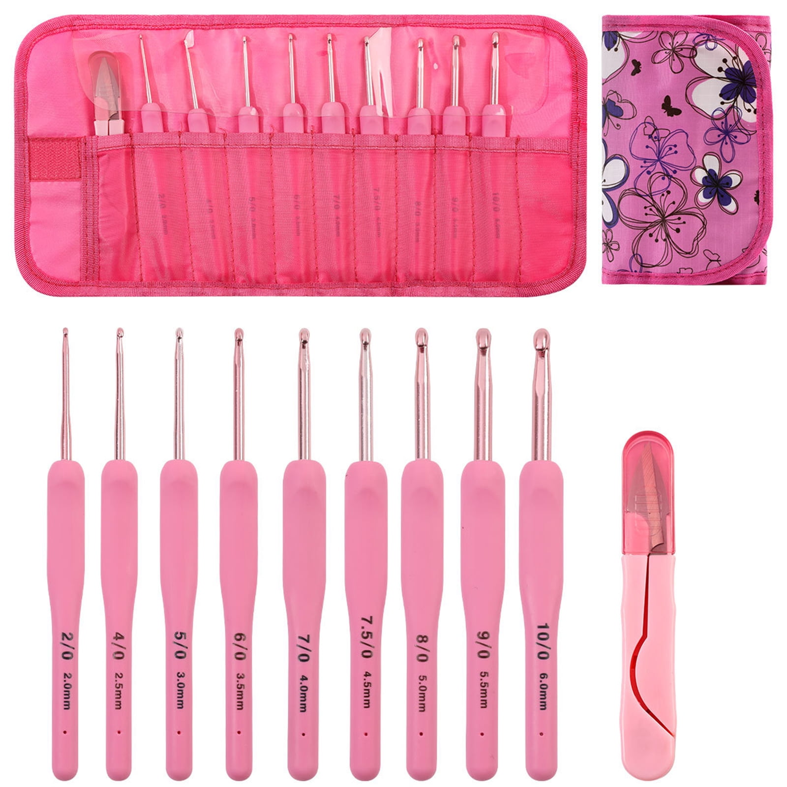 9Pcs Ergonomic Soft Grip Crochet Hook 2.0mm-6.0mm Aluminum Crochet ...